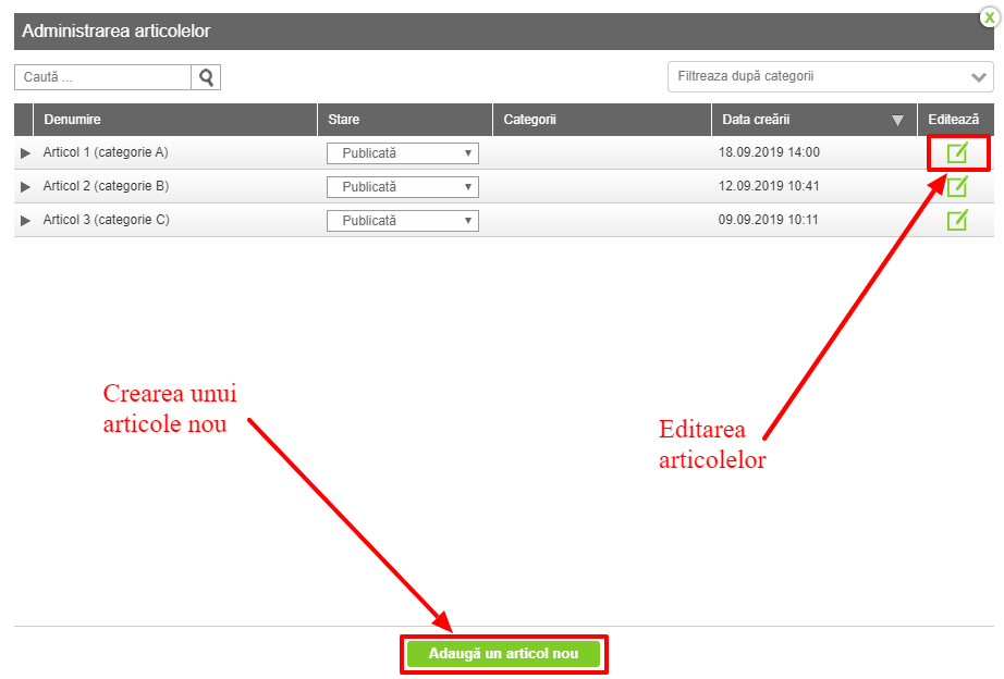 Cum adaugi și setezi o Lista de articole la un site creat în WebWave