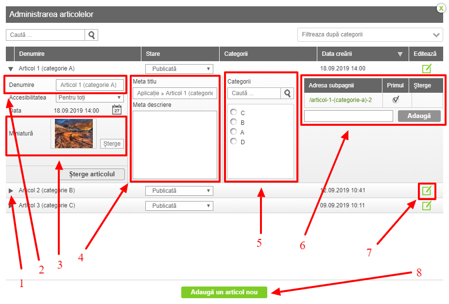 Cum adaugi și setezi o Lista de articole la un site creat în WebWave
