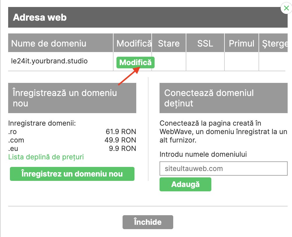 Baza de Tutoriale WebWave » Cum conectezi un domeniu de agenție