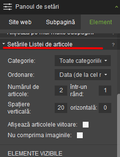 Cum adaugi și setezi o Lista de articole la un site creat în WebWave